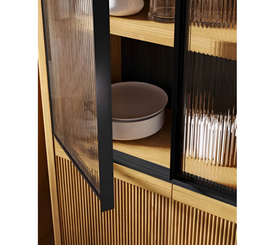 Luxusná moderná obdĺžniková vitrína Tallin s vrúbkovaným sklom so ...