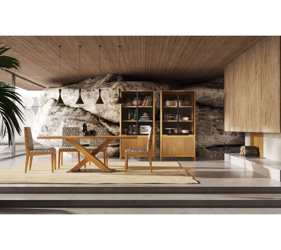 Luxusná moderná obdĺžniková vitrína Tallin s vrúbkovaným sklom so ...