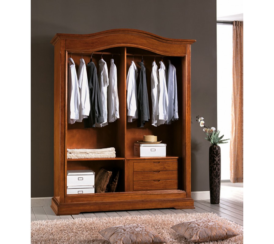 Masívna šatníková skriňa Mozatti s dvomi posuvnými dverami v klasickom štýle s vyrezávaním 227cm ...