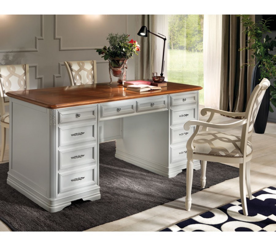 Luxusný rustikálny písací stôl Telim z masívneho dreva s desiatimi ...